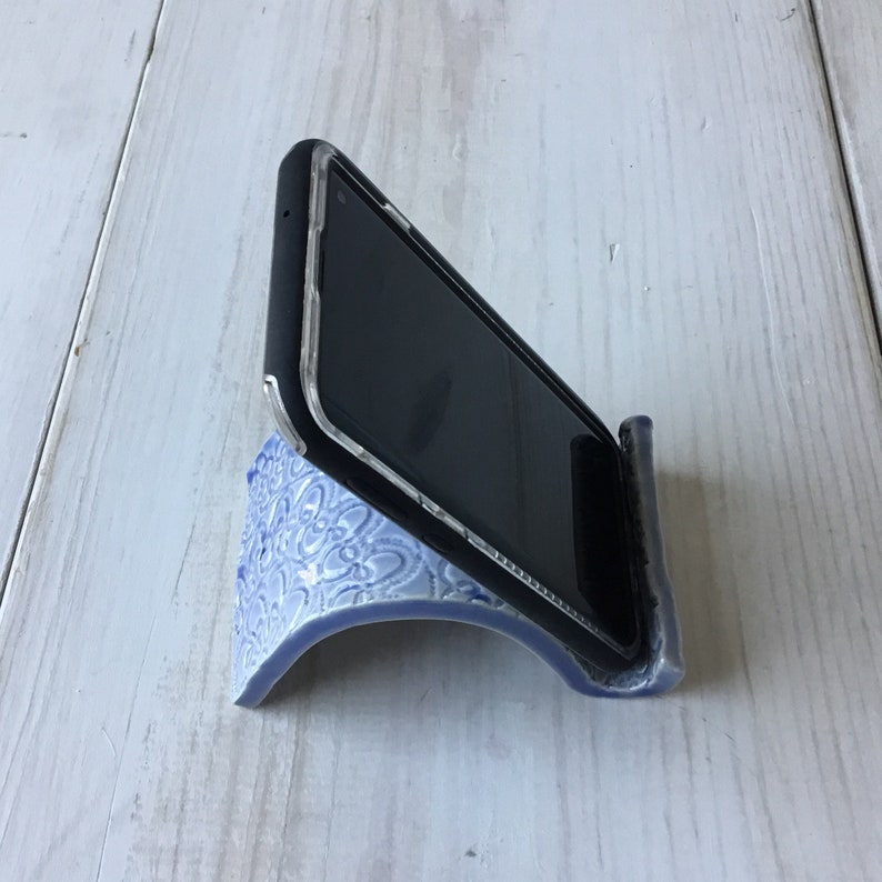 Blue Ceramic Cell Phone Stand Holder | Etsy