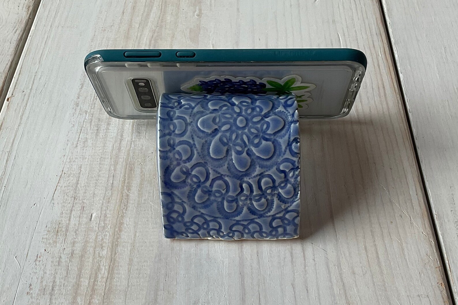 Blue Ceramic Cell Phone Stand Holder - Etsy