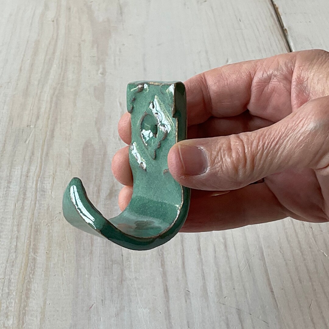Small Green Ceramic Hook - Etsy