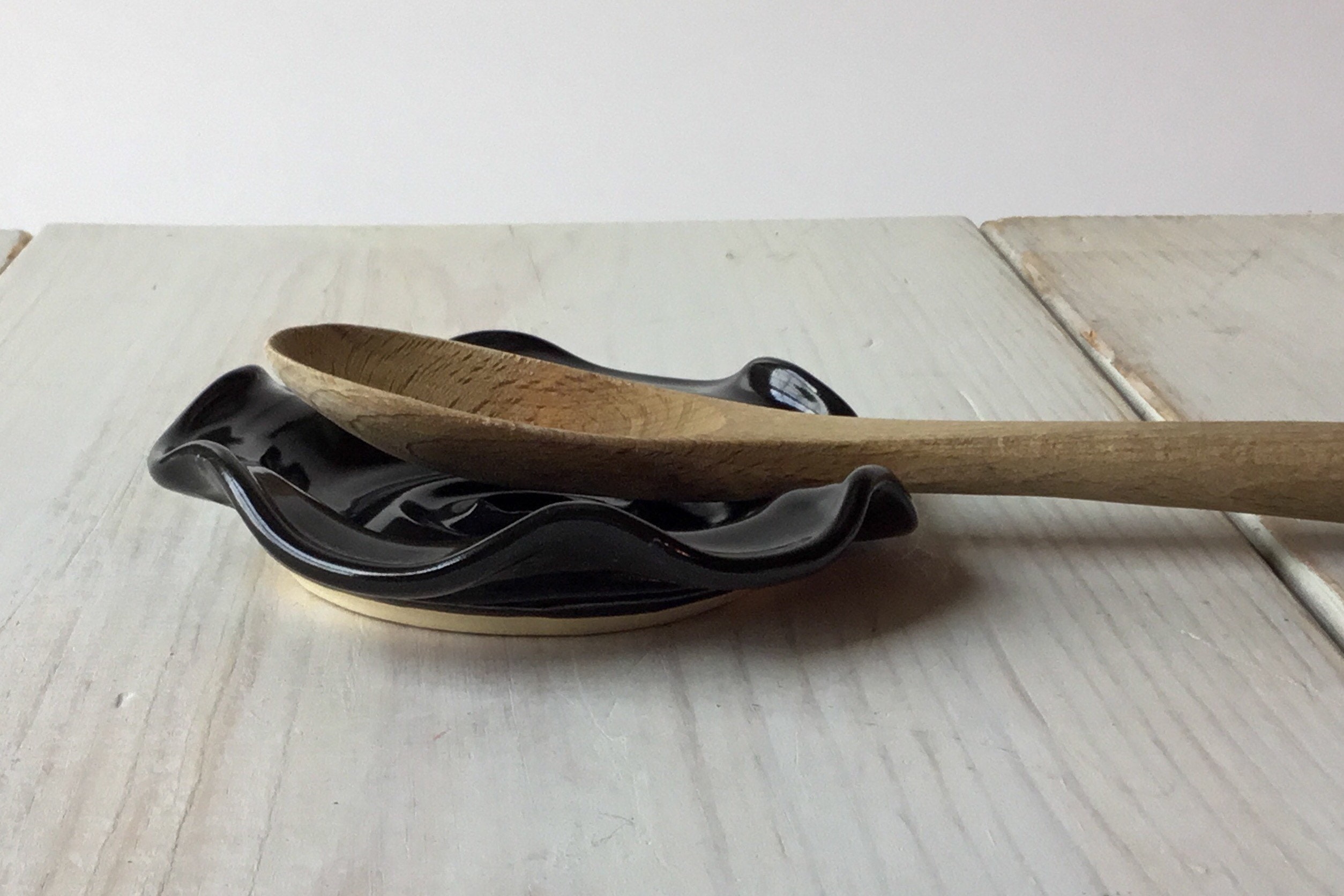 Black Spoon Rest handmade ceramic | Etsy