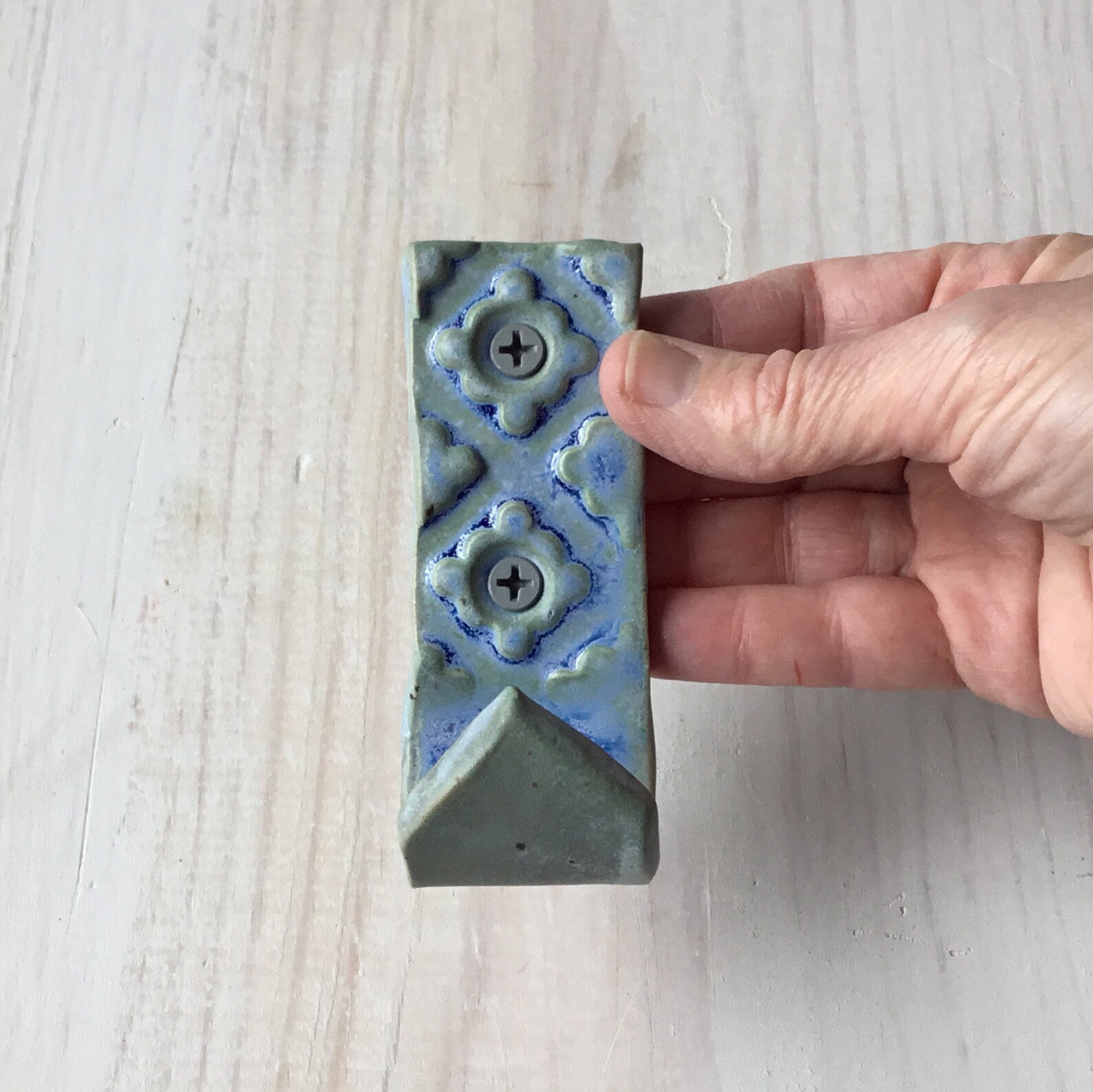 Medium Denim Blue Ceramic Hook - Etsy