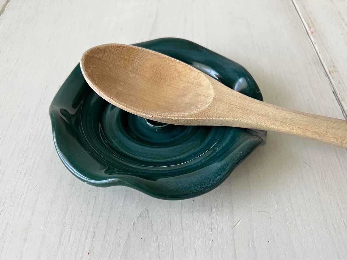 Emerald Green Spoon Rest, Handmade, Ceramic - Etsy