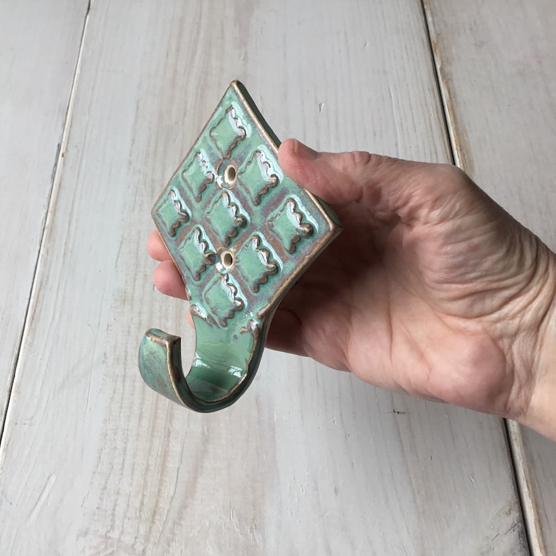 Green Square Quatrefoil Ceramic Hook - Etsy
