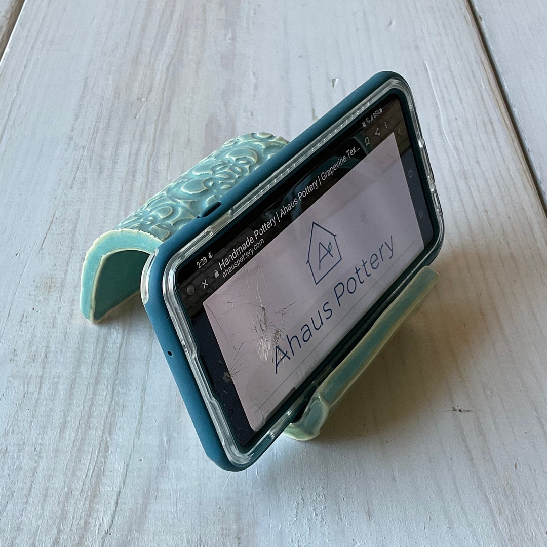 Turquoise Ceramic Cell Phone Stand, Handmade Cell Phone Holder - Etsy