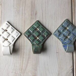 Green Square Quatrefoil Ceramic Hook - Etsy