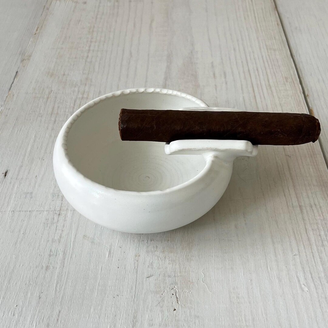 Handmade Ceramic Cigar Ashtray, White, White Pottery Ashtray - Etsy