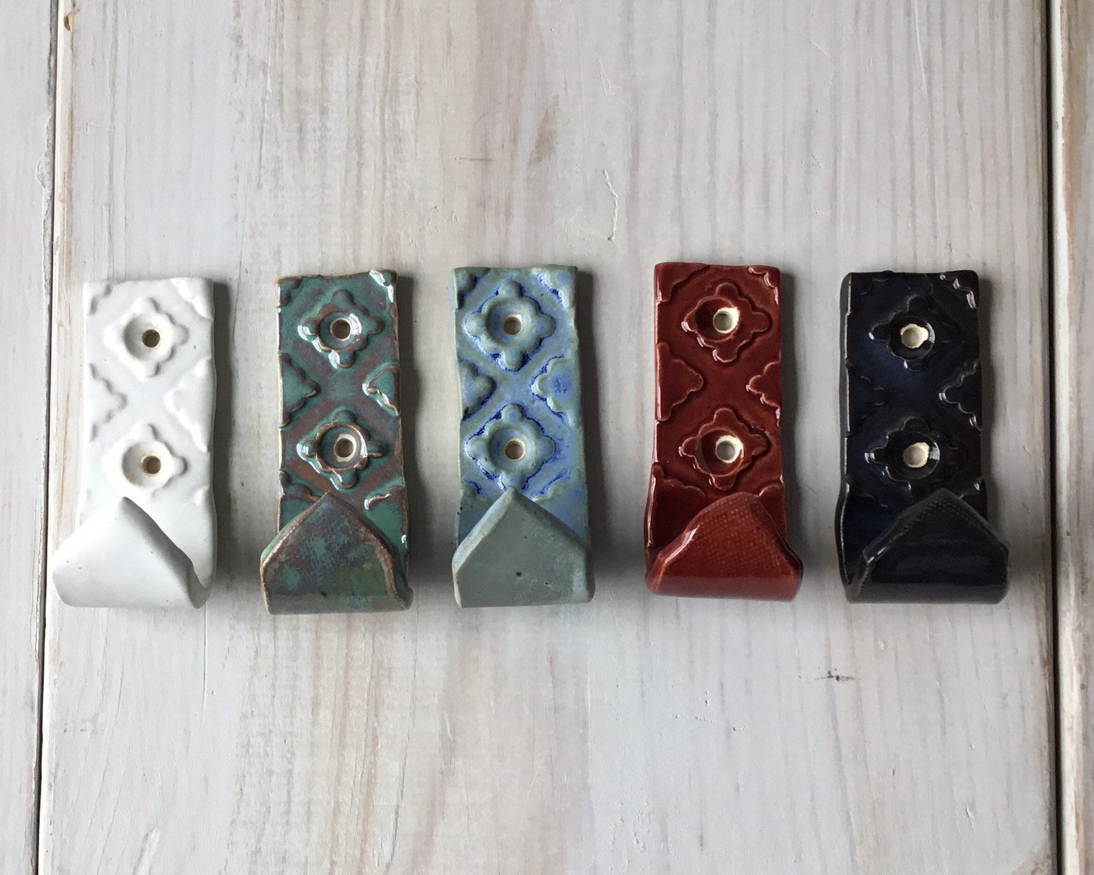 Medium Denim Blue Ceramic Hook - Etsy