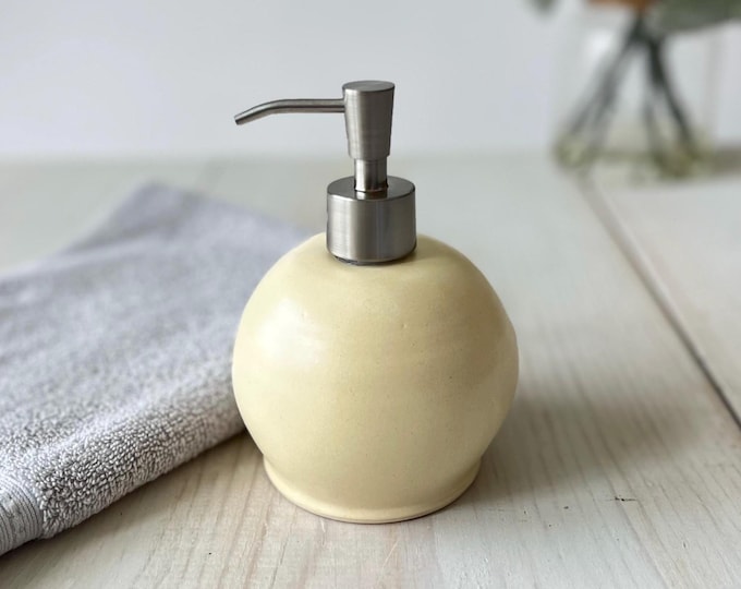 Handmade Butter Yellow Soap Dispenser, Stainless Steel Pump - Etsy