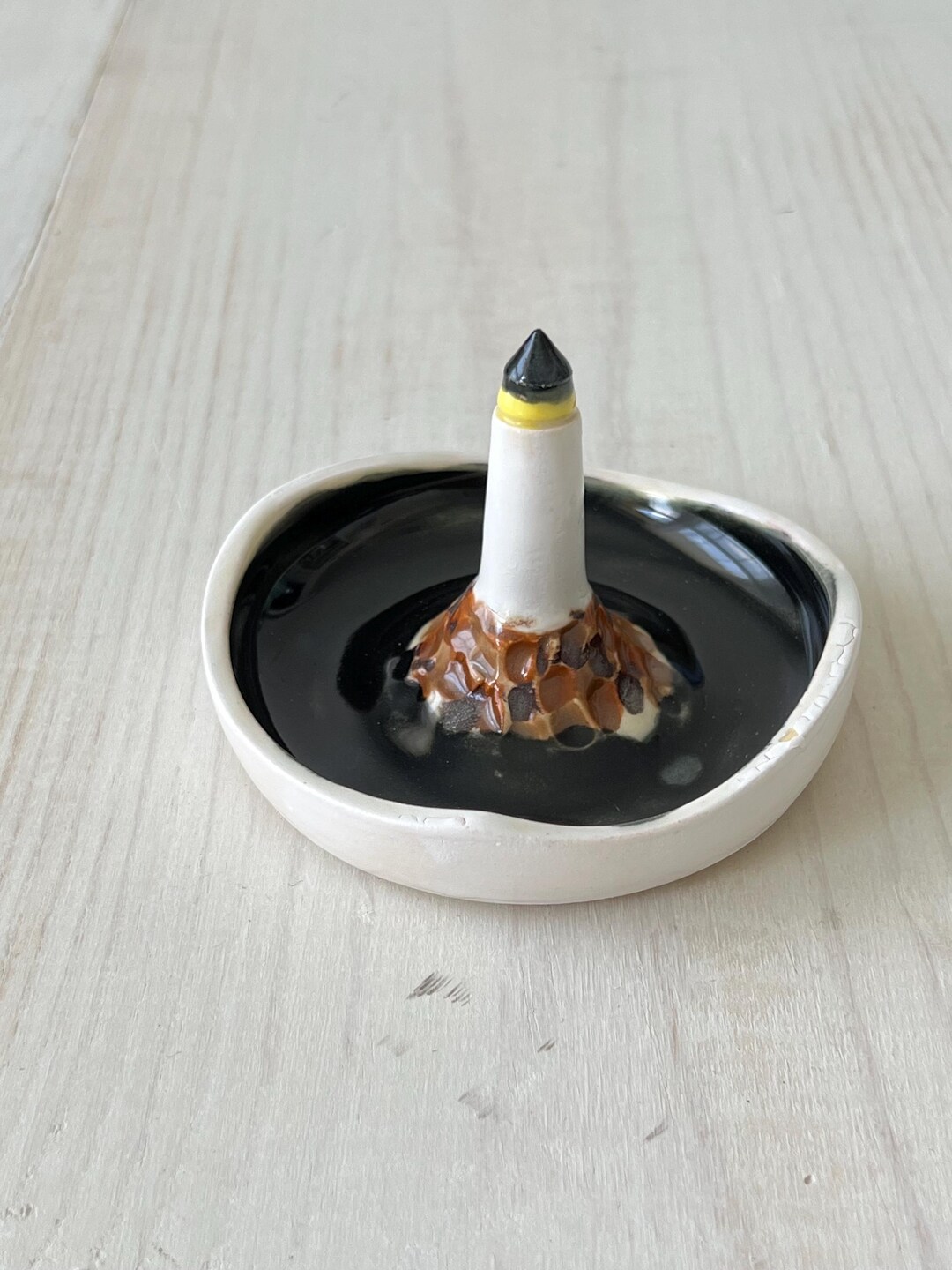Lighthouse Ring Holder, Handmade Ring Holder, Ceramic Lighthouse, Dark ...