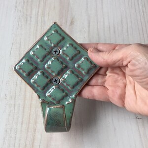Green Square Quatrefoil Ceramic Hook - Etsy