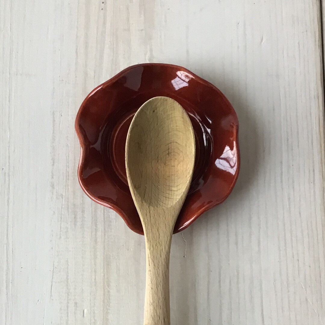 Dark Red Spoon Rest, Handmade, Wavy Ceramic Spoon Rest - Etsy UK