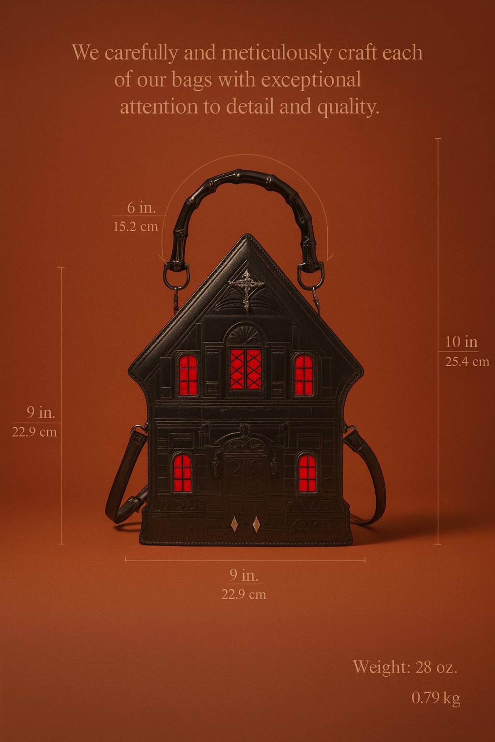 Goth Castle Handbag – Vintage Gothic Purse for Women, Black PU Leather ...