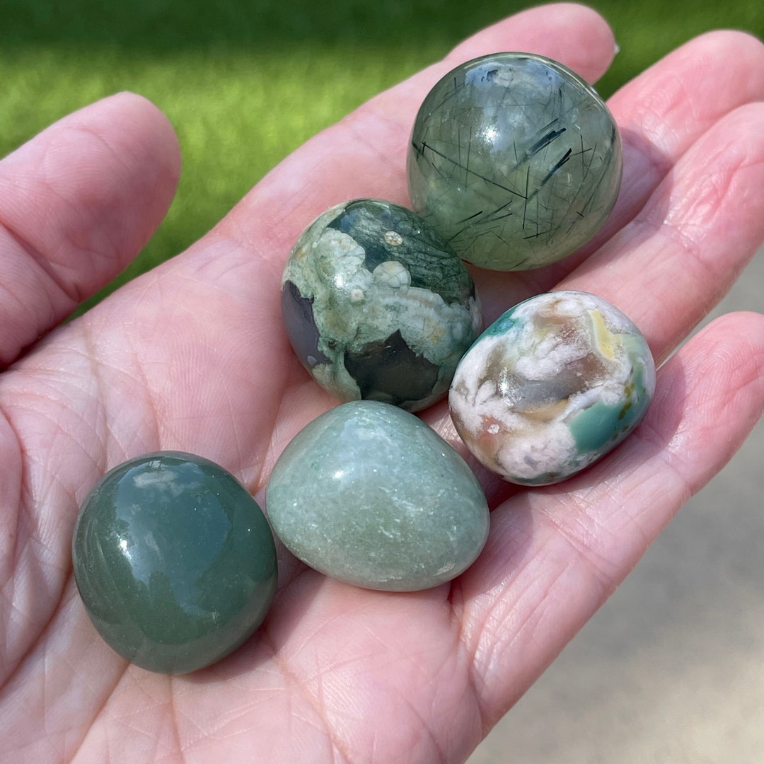 Crystal Bundle, Green Crystals, Set of Tumbled Stones, Set of Crystals ...