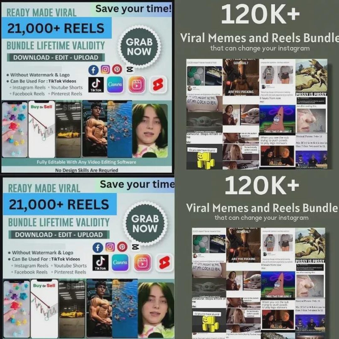 120,000+ Viral Reels & Memes Mega Bundle: Social Media Content (digital ...