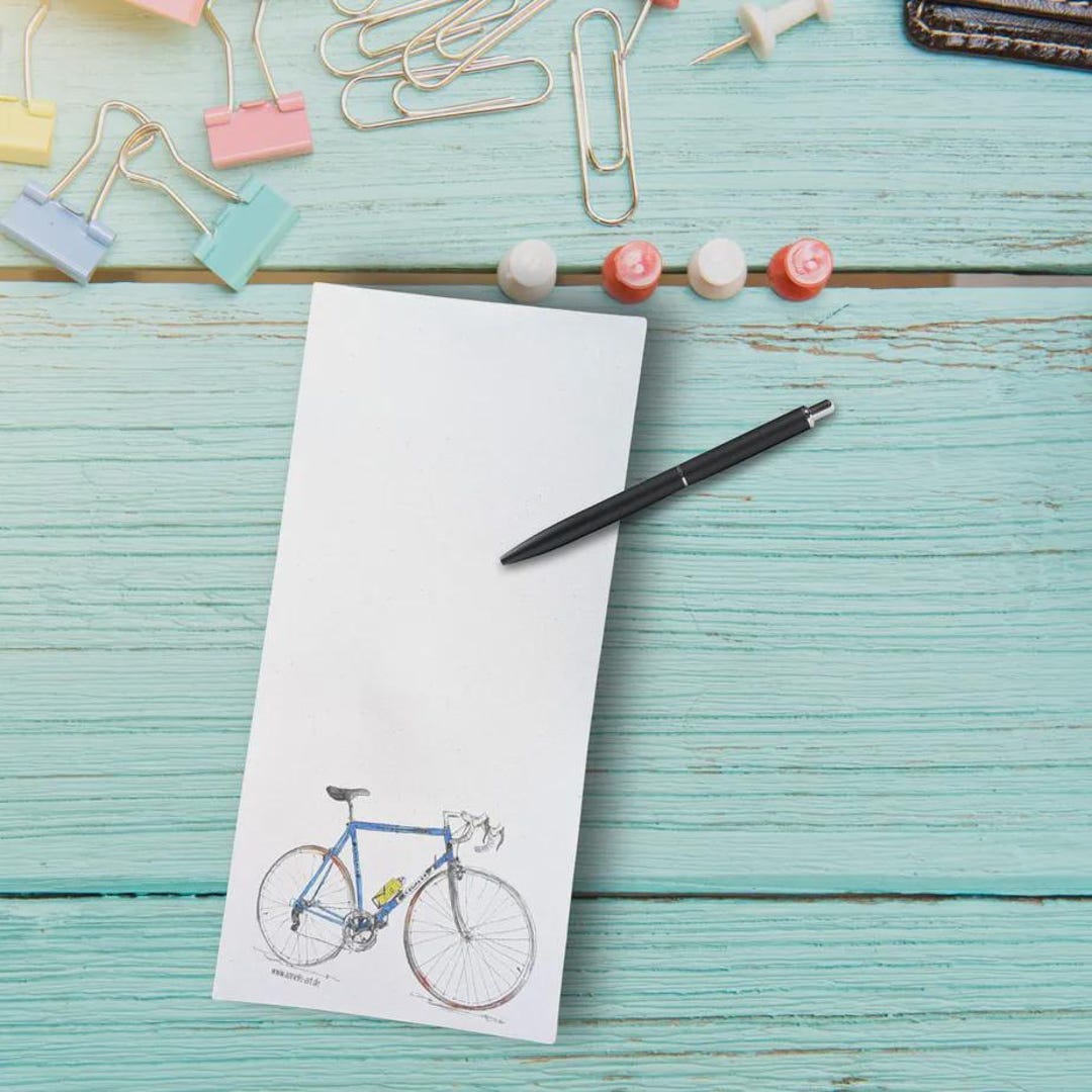 Watercolour Road Bike Notebook | 50 Sheets DL | Vintage Design Gift for ...
