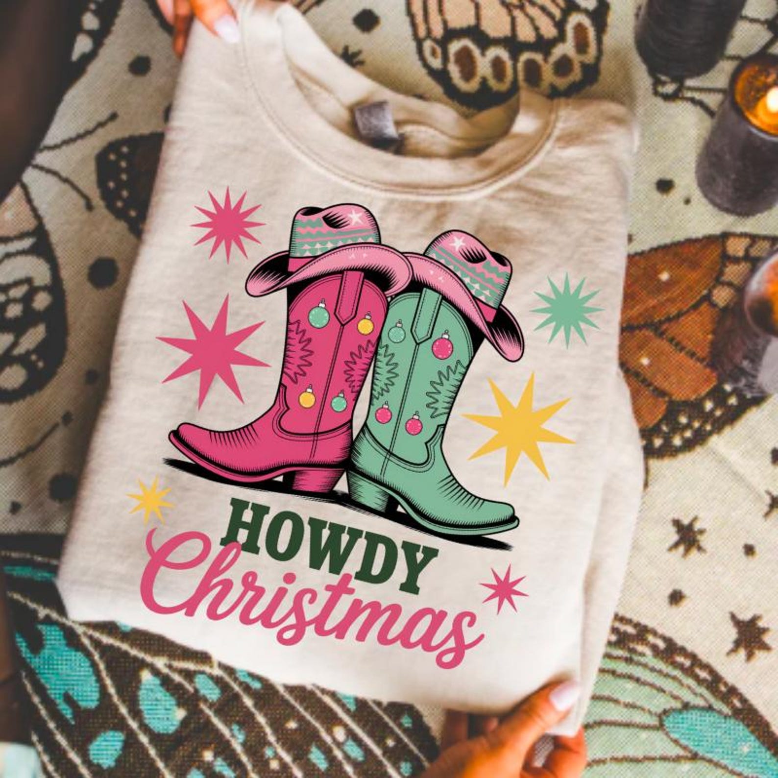 Howdy Christmas PNG, Cowgirl Christmas Png, Cowboy Rodeo Christmas Tree ...