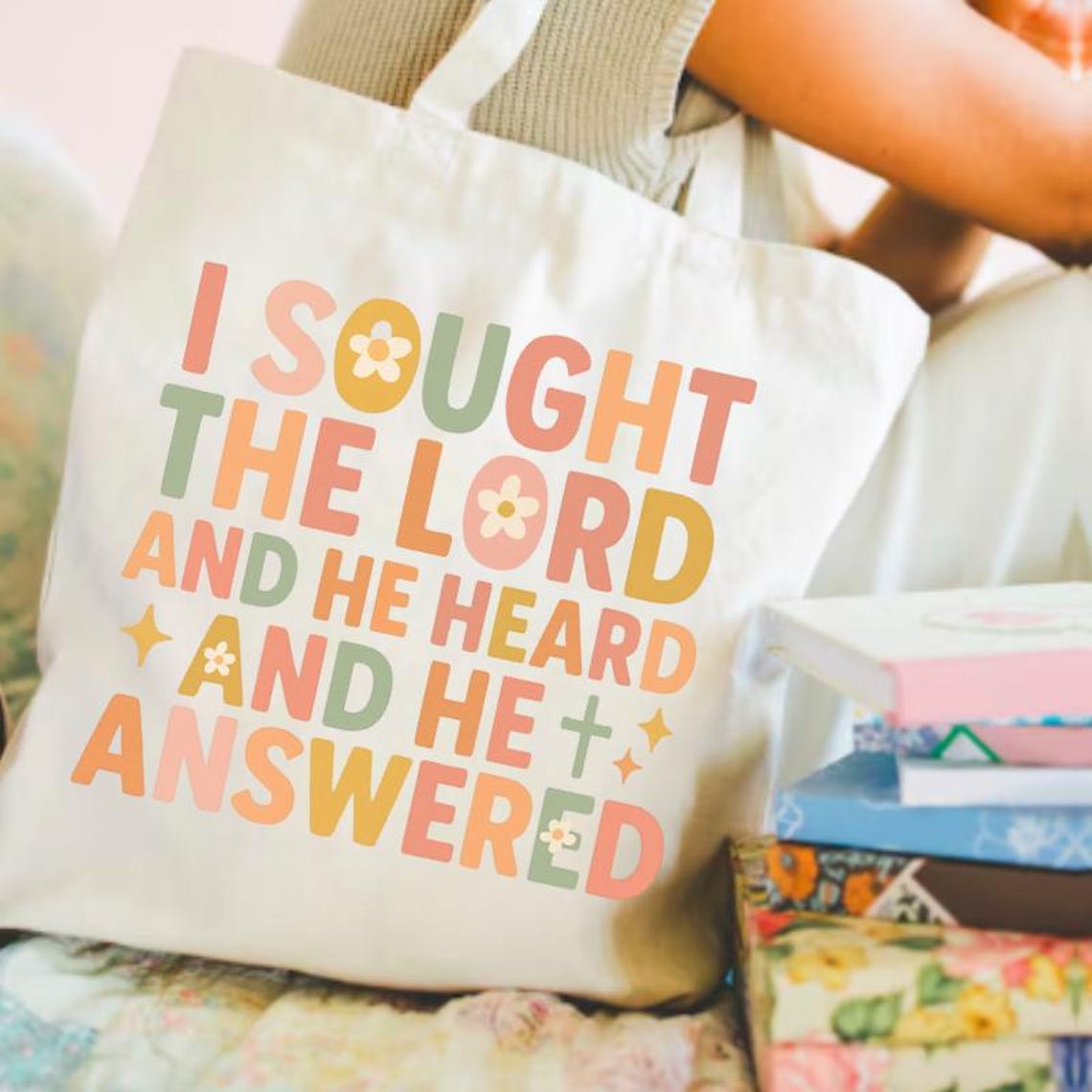I Sought the Lord PNG, Boho Preppy Christian PNG, Women Religious Faith ...