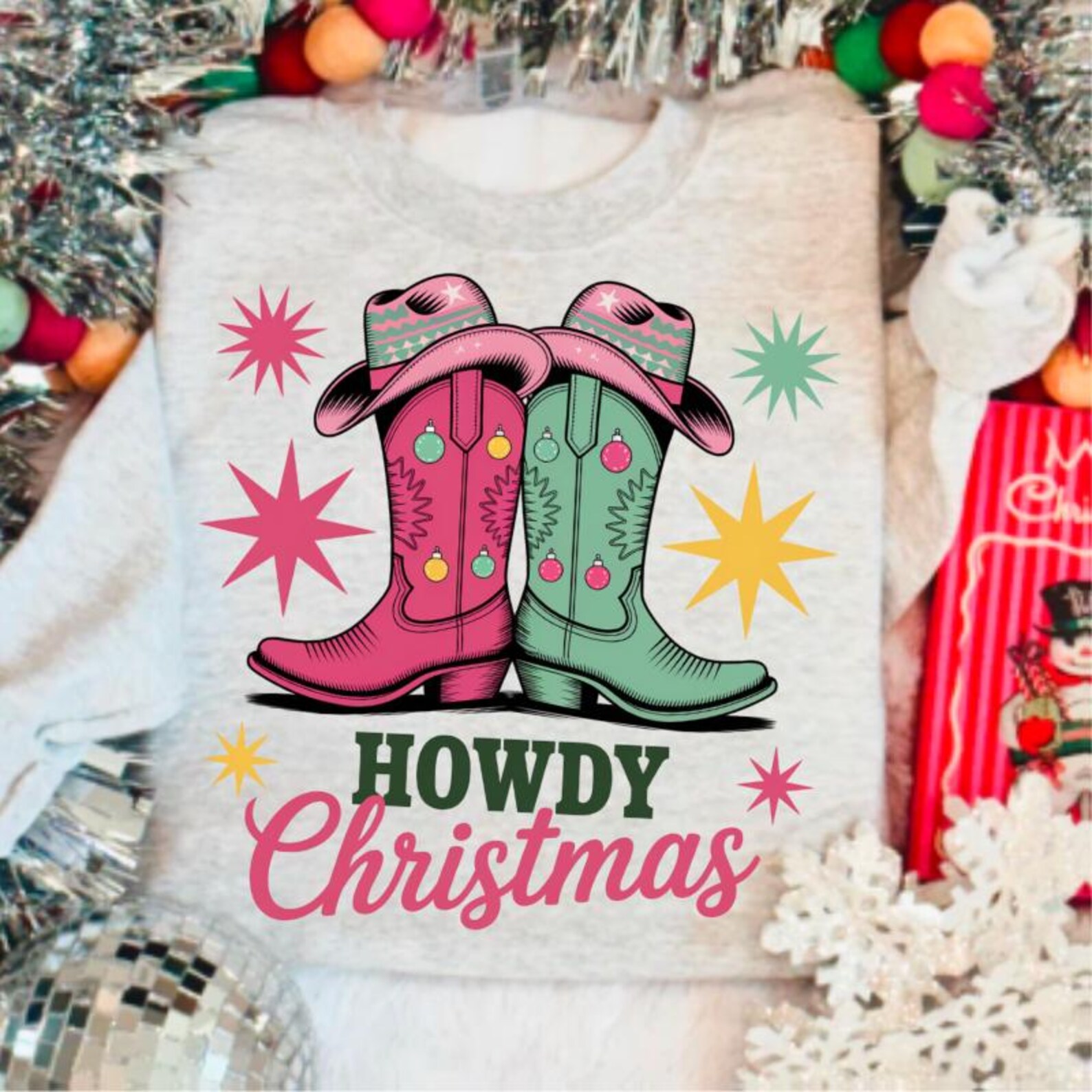 Howdy Christmas PNG, Cowgirl Christmas Png, Cowboy Rodeo Christmas Tree ...