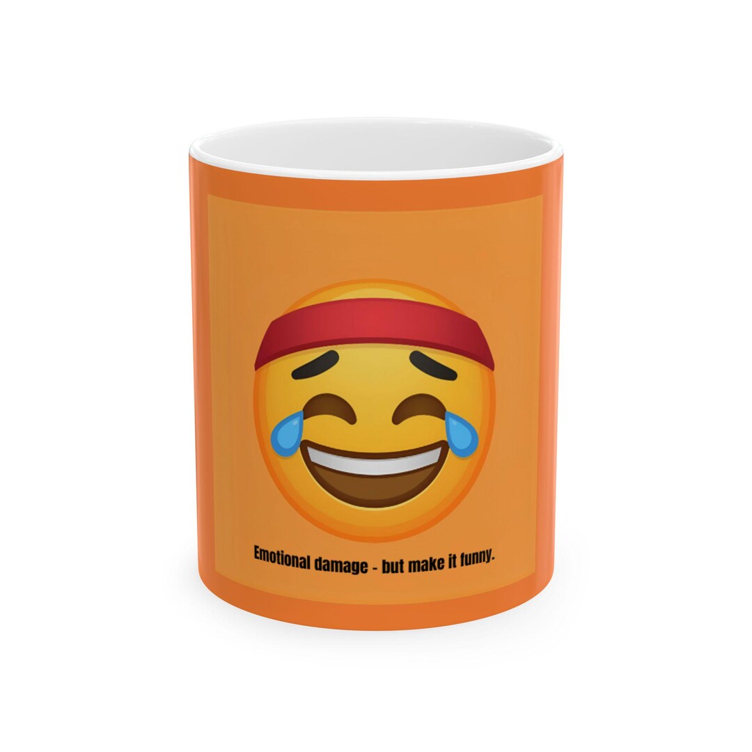 Humorous Emoji Coffee Mug: "emotional Damage - Make It Funny" - Etsy