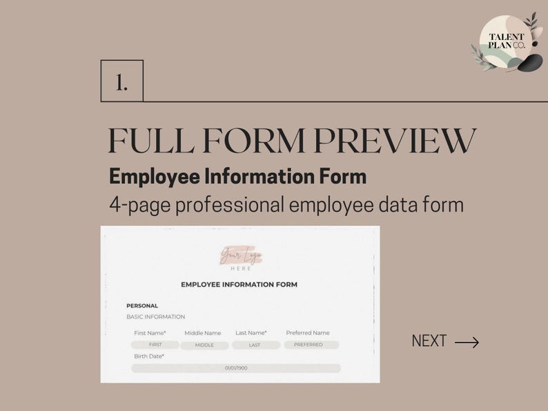 Employee Information Form | Editable Canva Template | Fillable PDF ...