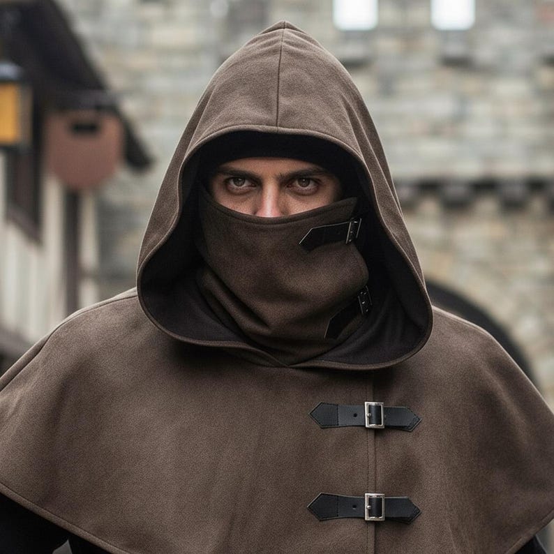 Mantello medievale con cappuccio, mantello rinascimentale per cosplay ...