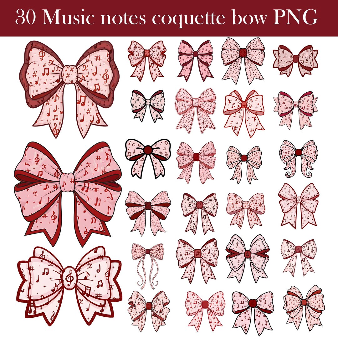 Music Notes Coquette Bow Png: Music Notes Bow, Coquette Bow Png, Bow ...