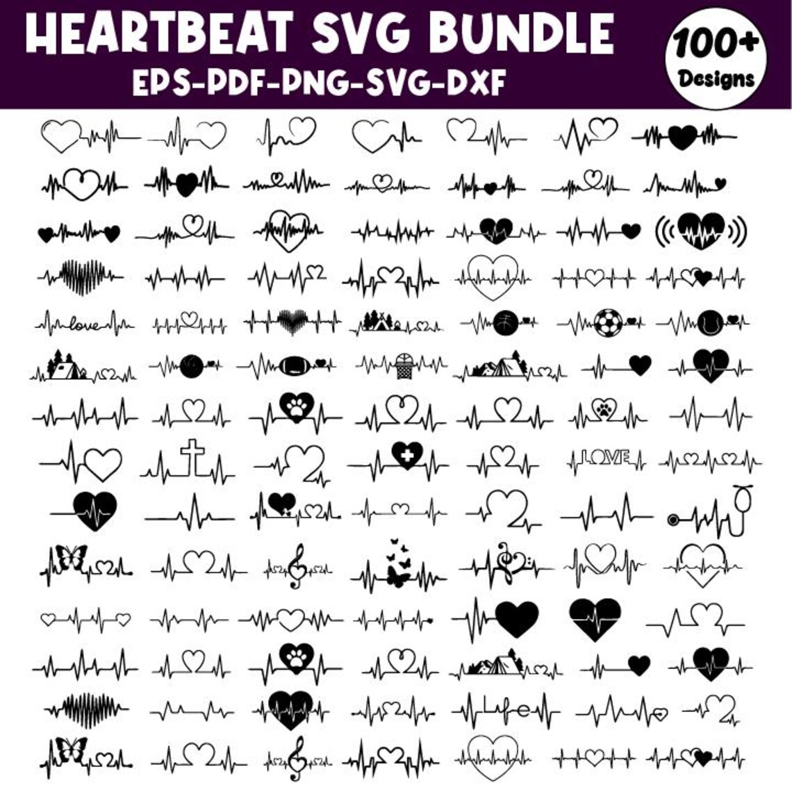 Hearthbeat SVG Bundle: Heart Beat Svg, Hearthbeat Png, Heartbeat Pulse ...