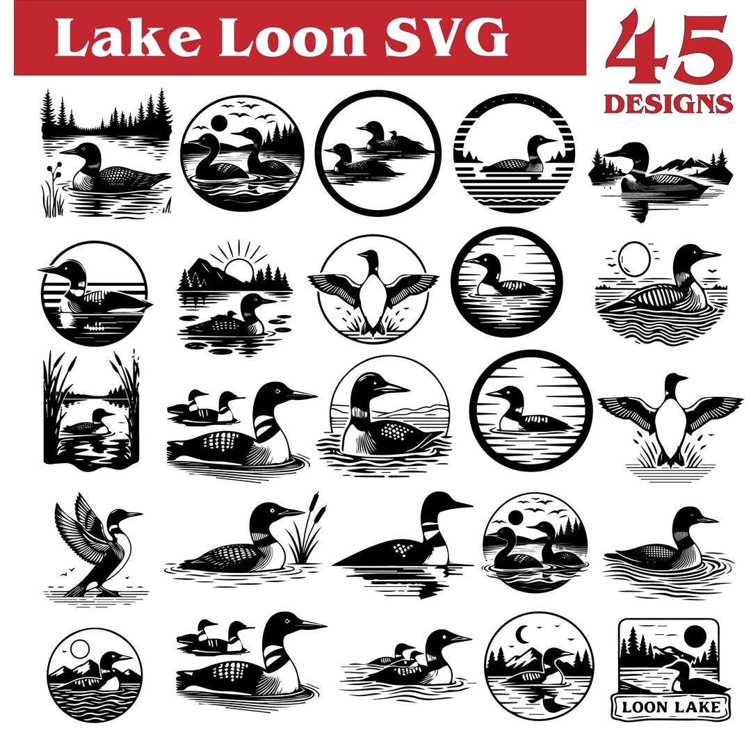 High Quality Lake Loon SVG Bundle: Lake Scene Silhouette, Lake Life Svg ...