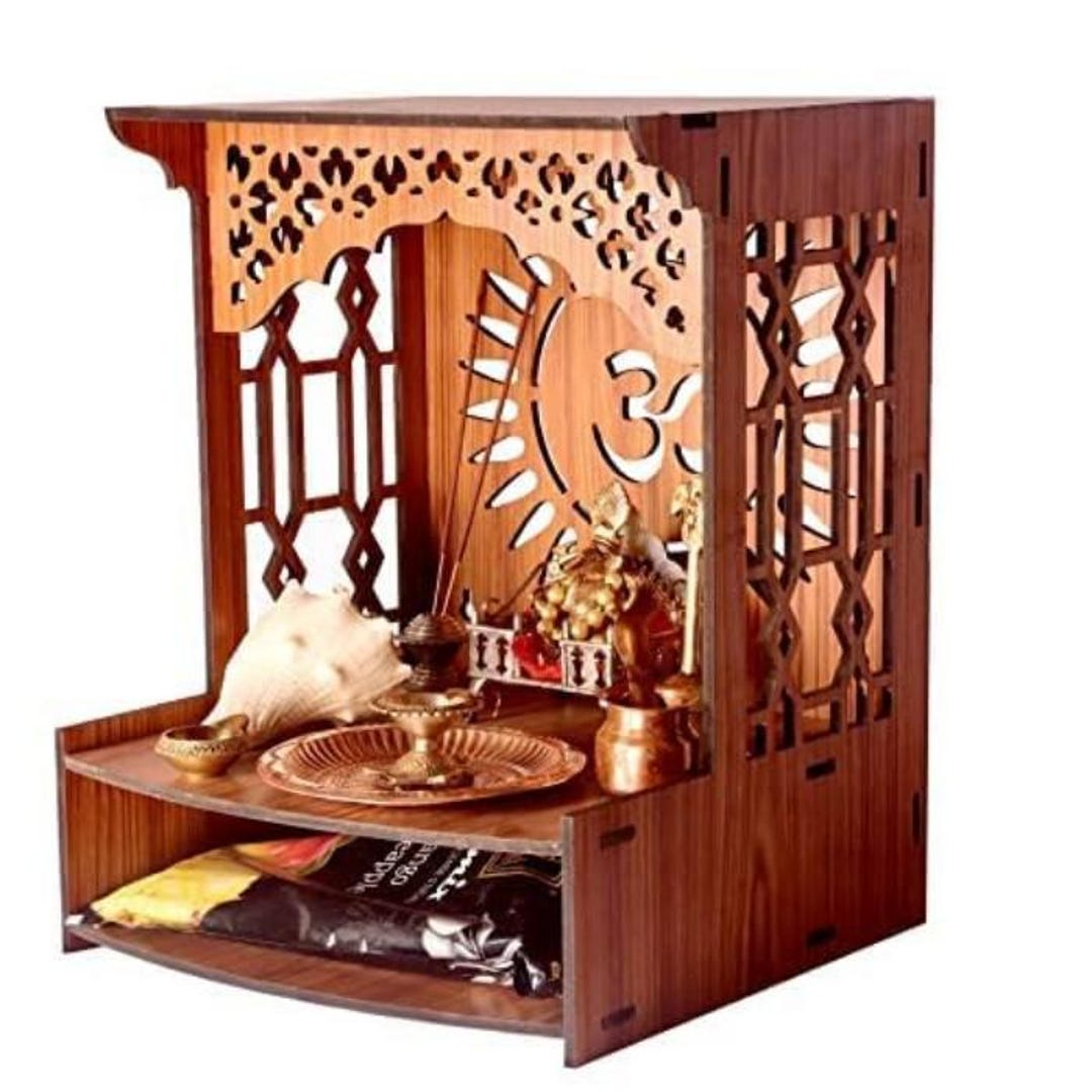 Wall Mounted Wooden Temple With LED – Teakwood Puja Mandir - Etsy
