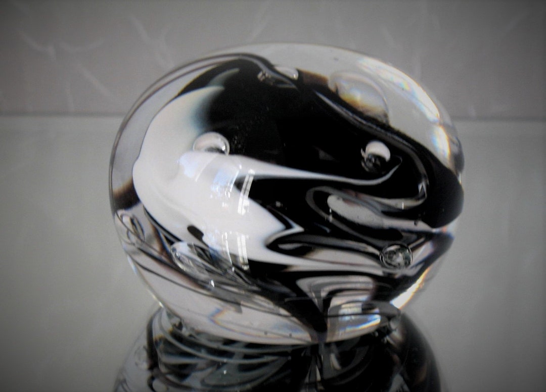 Black & White Glass Sphere Paperweight - Etsy