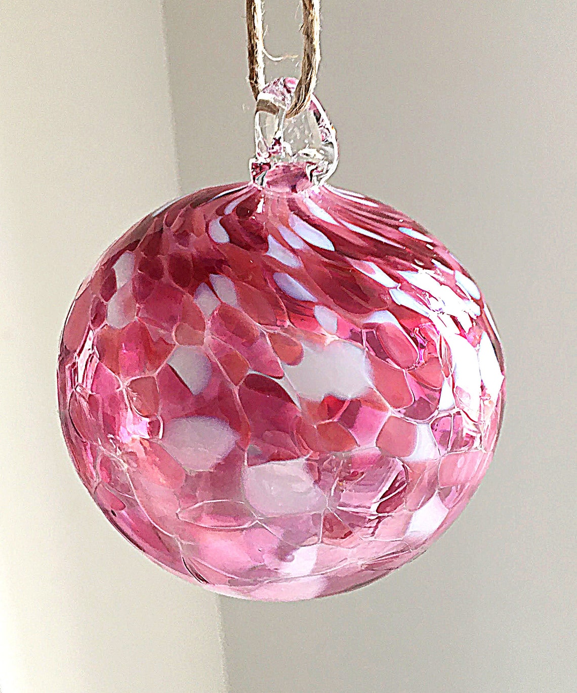 Large Pink Glass Ornament | Etsy