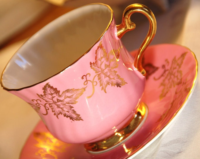 HM Sutherland Tea Cup and Saucerpink Gilt England - Etsy