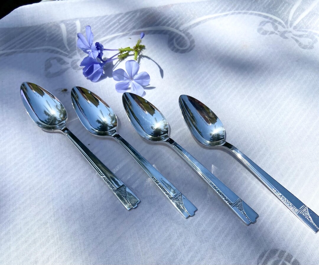 Vintage Oneida Silverplate Demitasse Spoons - "caprice" Art Deco Set - Etsy