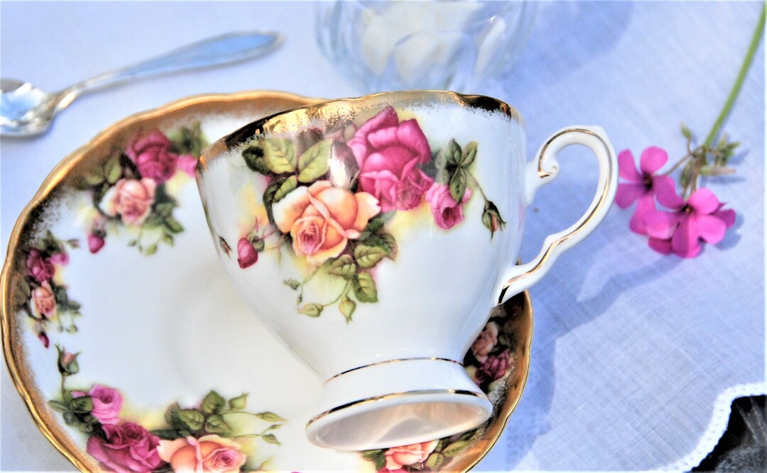 ROYAL TUSCAN Stunning Vintage Teacup and Saucer, victoria Rose, Pink ...