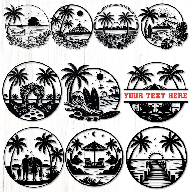 Beach Scenes Svg,beach Svg,lake Svg,ocean Sunset Svg, Beach Scenery Svg ...