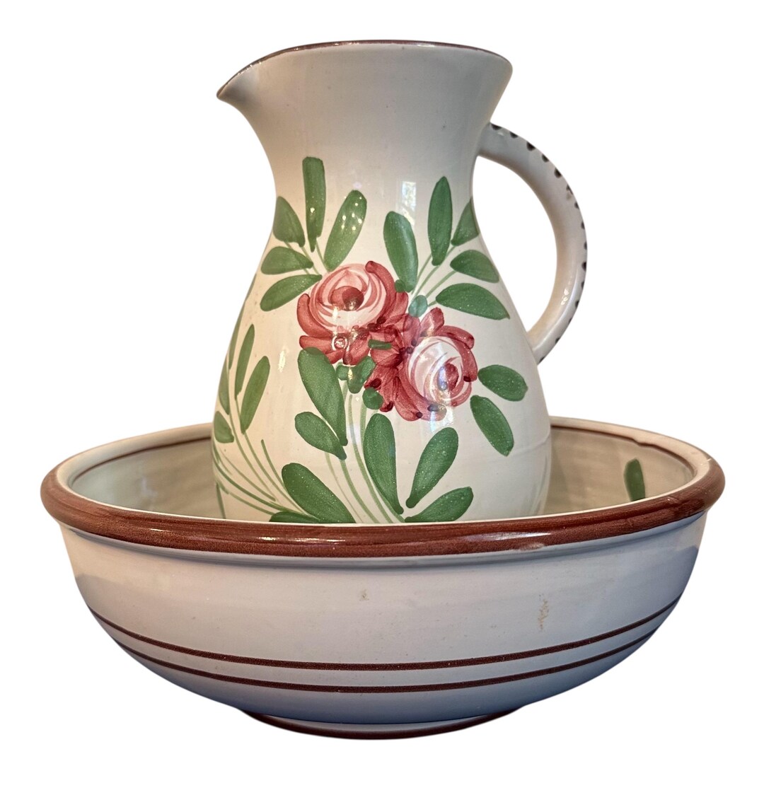 Vintage 1977 Ceramic Pitcher JAPAN Relpo Hand Painted Roses Pitcher ...