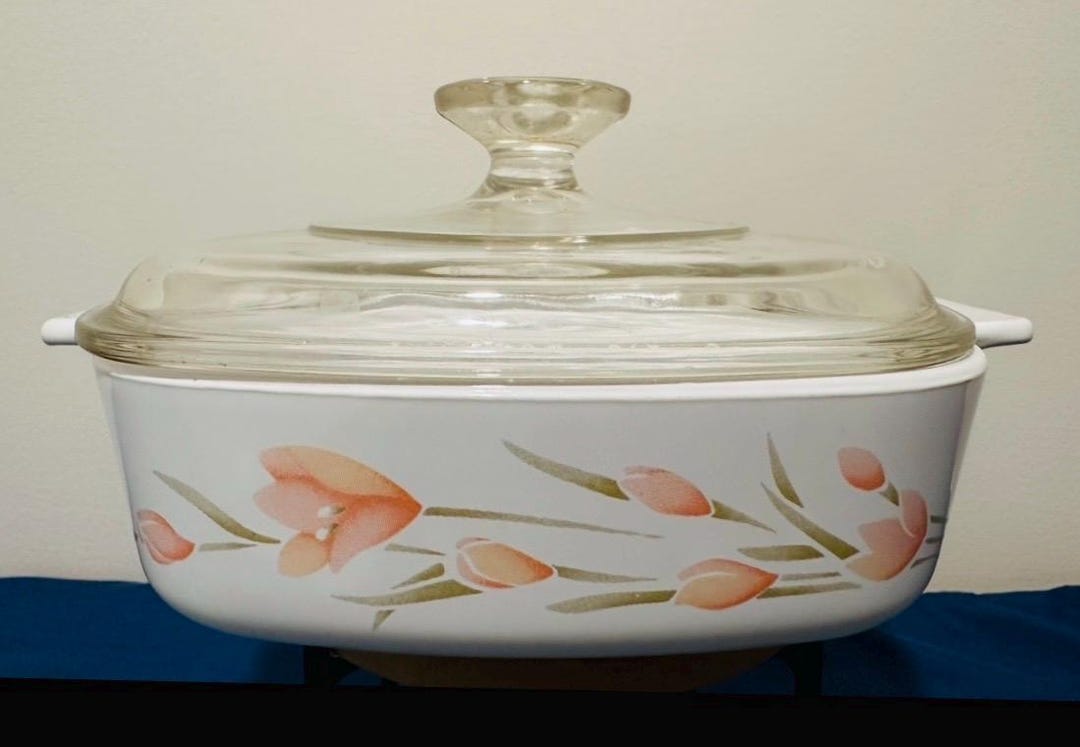 Corning Ware Peach Floral 1 Liter Casserole Dish W/lid - Etsy