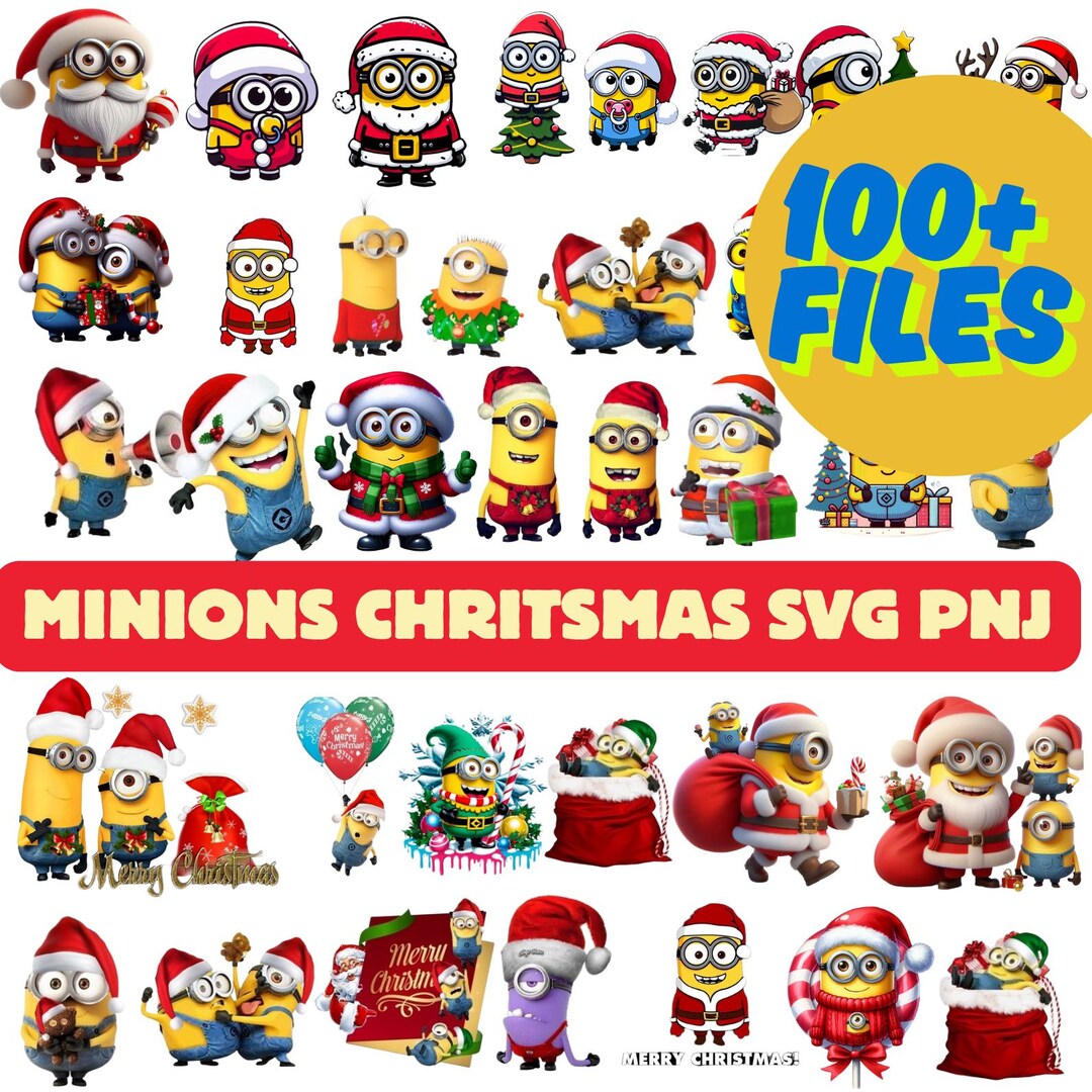Minion Christmas Clipart Bundle: 100+ Funny Holiday Cartoon Designs ...