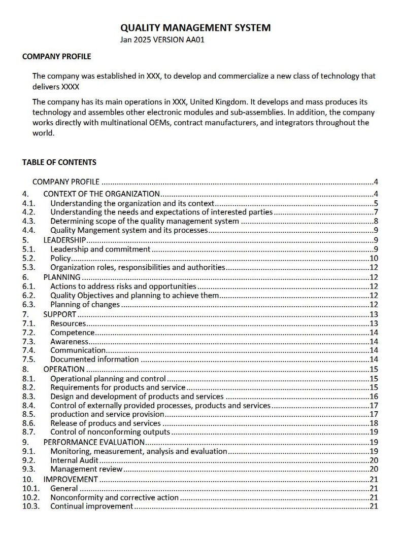 ISO 9001:2015 Quality Management System Template | Complete QMS Manual | Editable Word Document ...