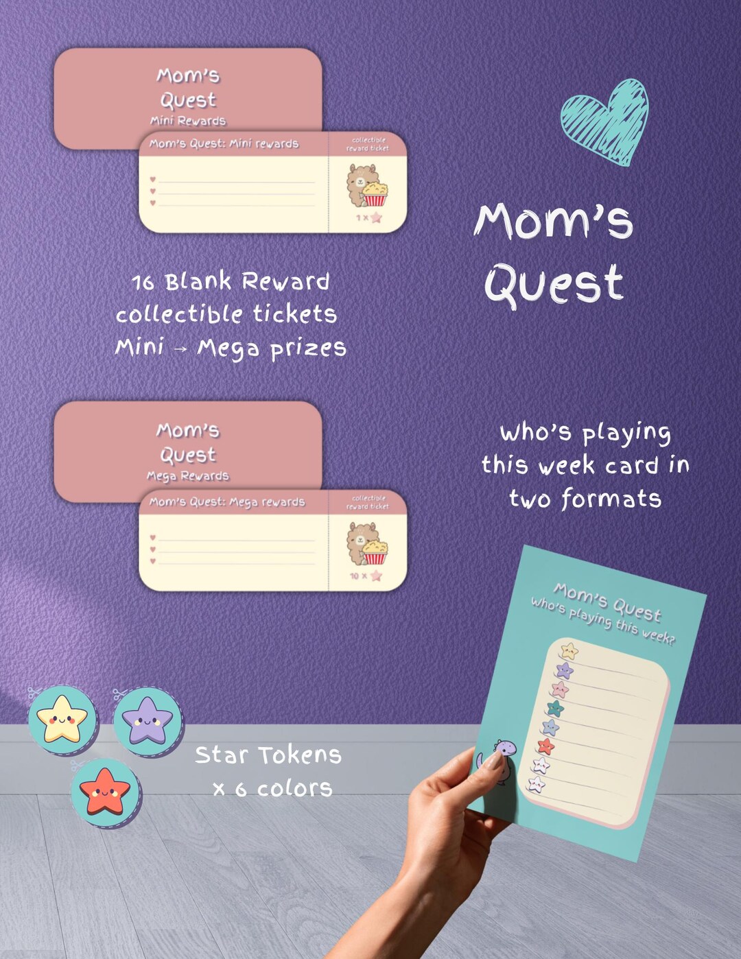 Reward Tickets Printable Template Set - Mom's Quest Family Chore Chart ...