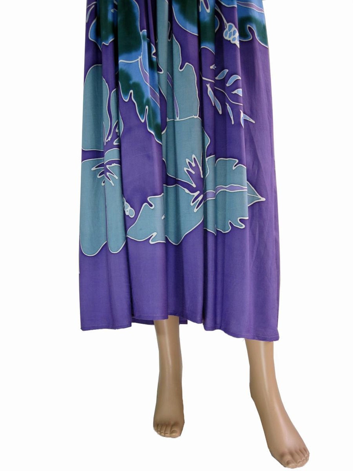 Free Size 1X 2X 3X Bali Purple Hand Painted Flower Batik Tropical ...