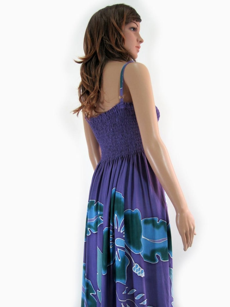 Free Size 1X 2X 3X Bali Purple Hand Painted Flower Batik Tropical ...