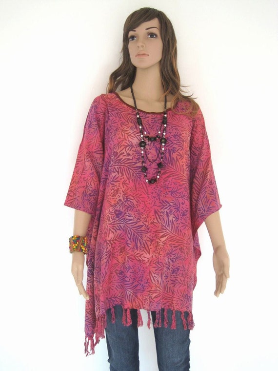 Plus Size Purple Peach Batik Dress Tunic Dress Caftan | Etsy
