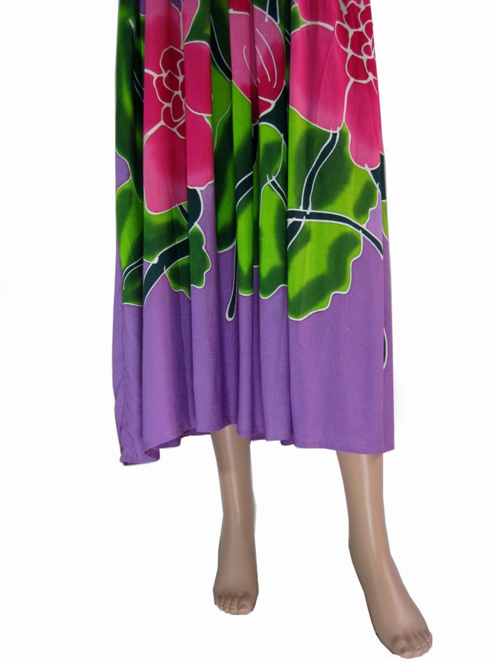 Free Size 1X 2X 3X Bali Purple Hand Painted Batik Tropical Floral ...