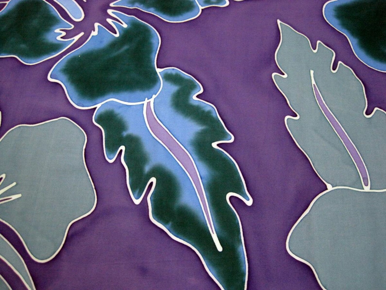 Free Size 1X 2X 3X Bali Purple Hand Painted Flower Batik Tropical ...