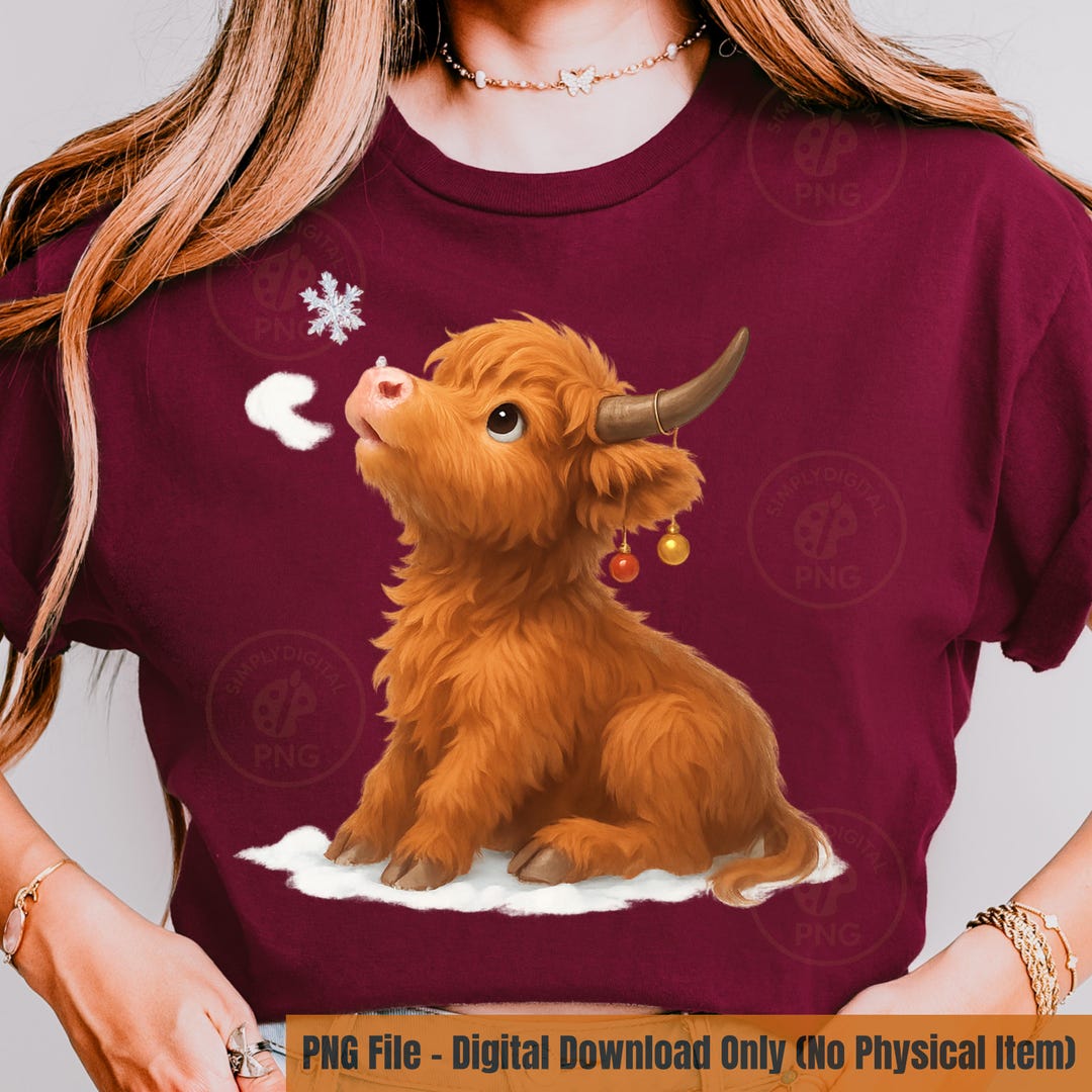 Cute Highland Cow Christmas Snowflake | Watercolor Clipart PNG ...