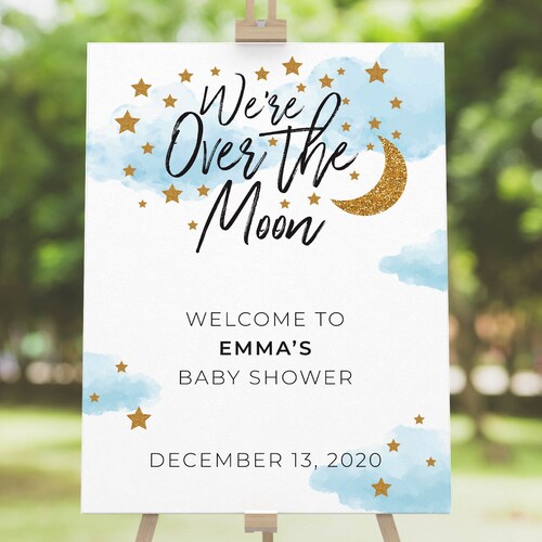 Over the Moon Baby Shower Welcome Sign Over the Moon Welcome - Etsy