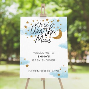 Over the Moon Baby Shower Welcome Sign Over the Moon Welcome | Etsy