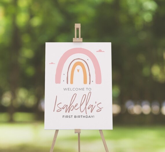 Boho Rainbow First Birthday Welcome Sign Rainbow First | Etsy