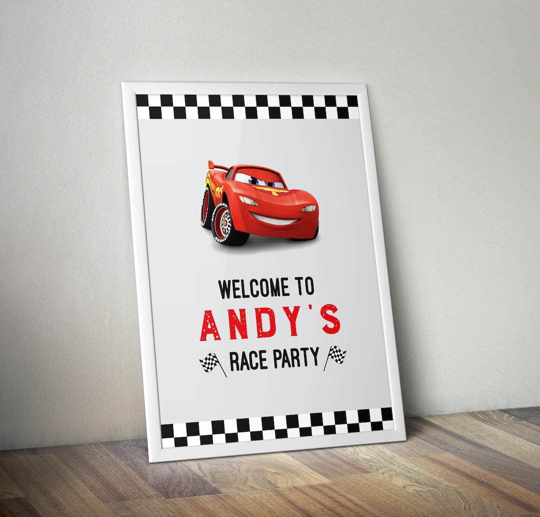 Cars Birthday Welcome Sign, Mcqueen Birthday, Boy Birthday Welcome Sign ...